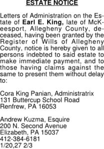 Public Notices - Feb. 3, 2024 - Mon Valley Independent