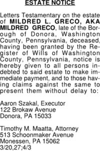 Public Notices - March 20, 2024 - Mon Valley Independent