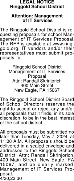 Public Notices - April 20, 2024 - Mon Valley Independent