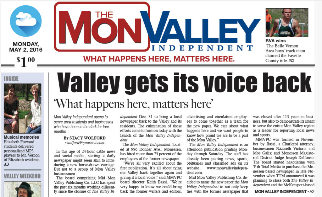 MVI celebrates nine years as Valley’s local newspaper - Mon Valley ...